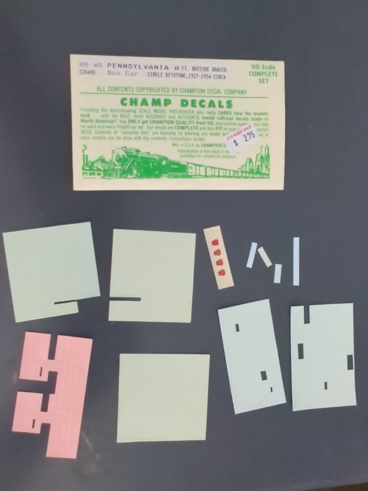 Vintage Champ Decals No. HB-40 Pennsylvania RR PRR Boxcar HO | eBay