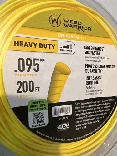 2 Packs of Weed Warrior .095" x 200 ft Heavy Duty Biodegradable Trimmer ...