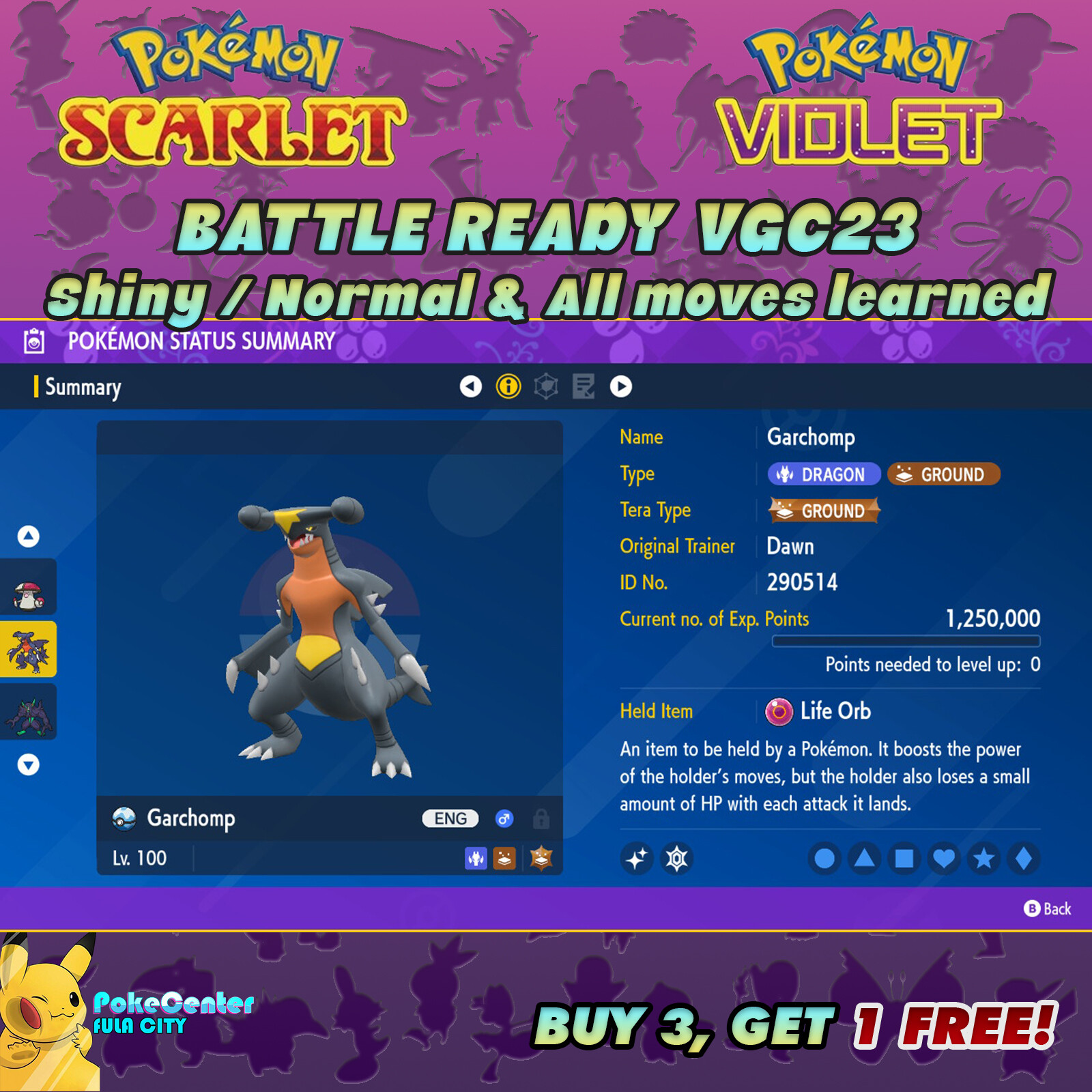 GARCHOMP ⚡ POKEMON SCARLET VIOLET ⚡ SHINY/NORMAL ⚡ 6IV BATTLE READY VGC ...