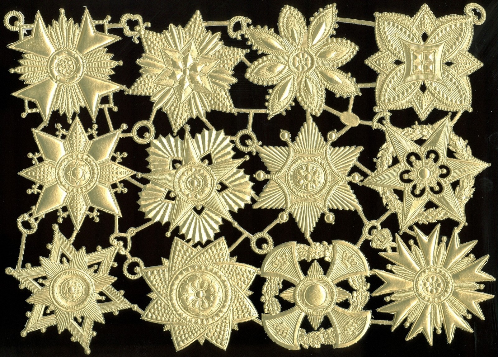 GERMAN DRESDEN DIECUT GOLD FOIL PAPER MEDIUM ORNAMENTS VICTORIAN CRAFTS ...