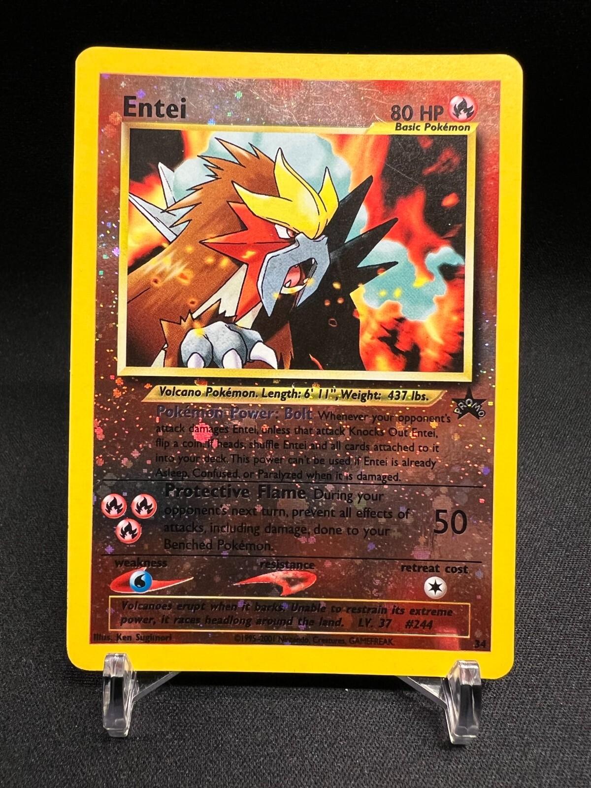 Pokemon Entei 34 Reverse Holo SWIRL Neo Premium File 2 (1999) WOTC ...