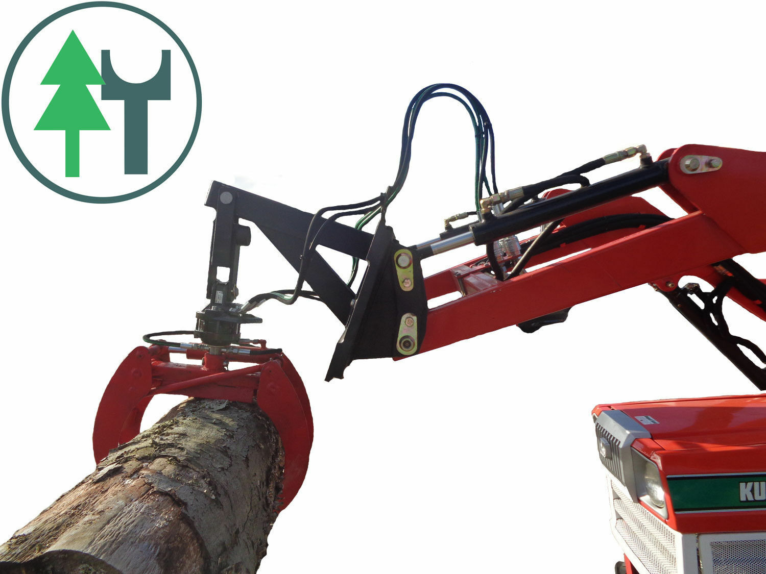 Holzgreifer Komplettpaket Rotator Greifzange Rückezange für Frontlader ...