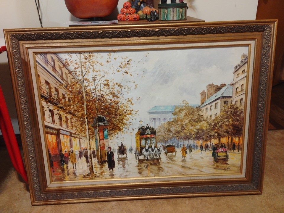 Afternoon In Paris signed Seval, OIL/CANVAS Framed In New Orleans Fine ...