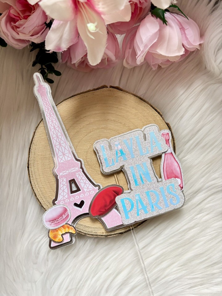 Personalised Emily In Paris Inspired Themed Cake Topper Pink Birthday ...