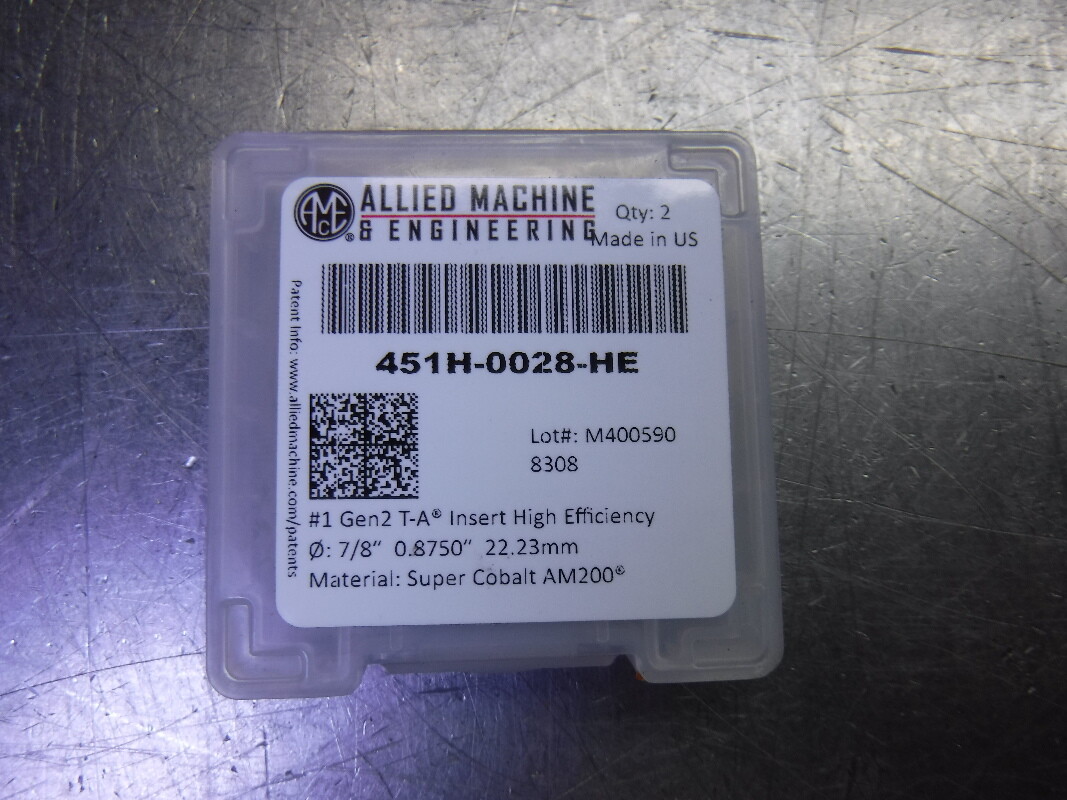 Allied 7/8" Series 1 Super Cobalt Spade Drill Insert QTY2 451H-0028-HE ...
