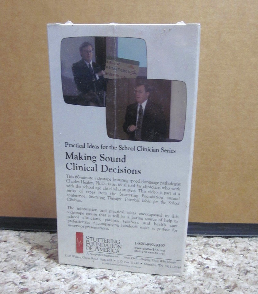 SPEECH PATHOLOGY stuttering Making Sound Clinical Decisions VHS Charles ...