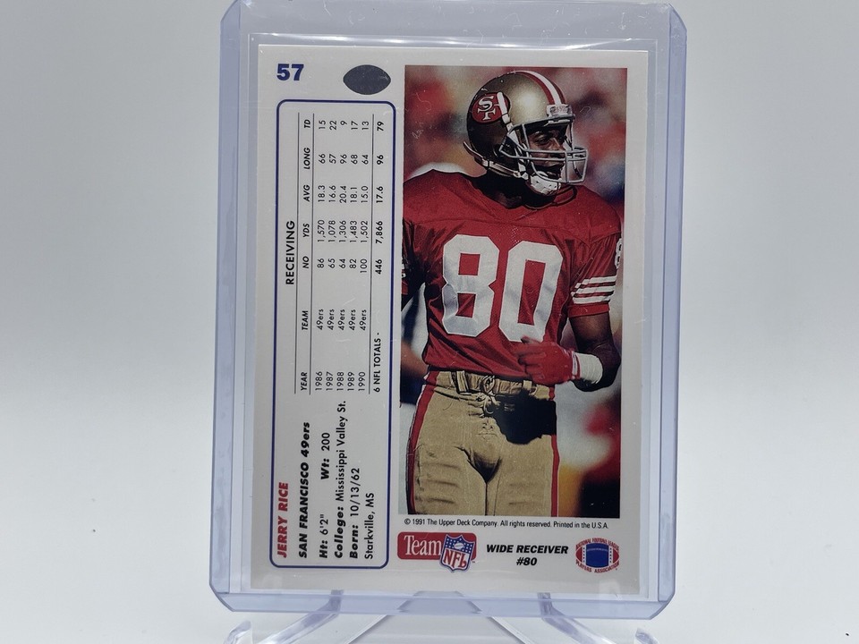 1991 Upper Deck Football 57 Jerry Rice San Francisco 49ers Card | eBay