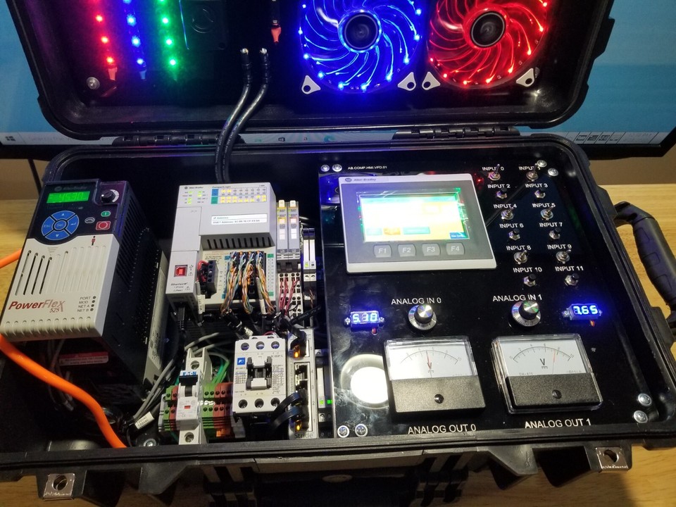 Allen-Bradley PLC Trainer Compactlogix w/ Panelview HMI & Poweflex VFD ...