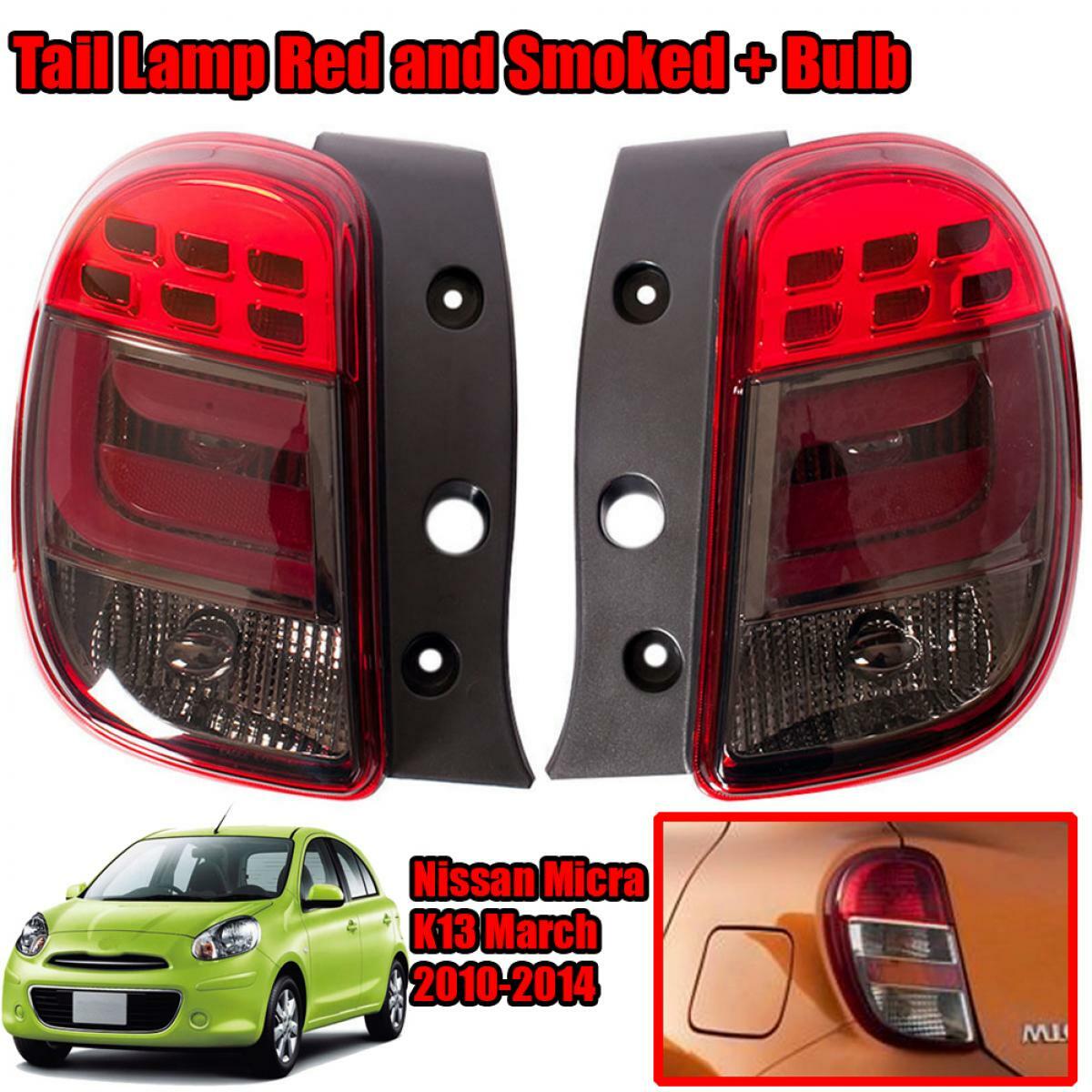 Tail Light Rear Lamp LED Red Smoke For Nissan March Micra K13 2010-2016 ...