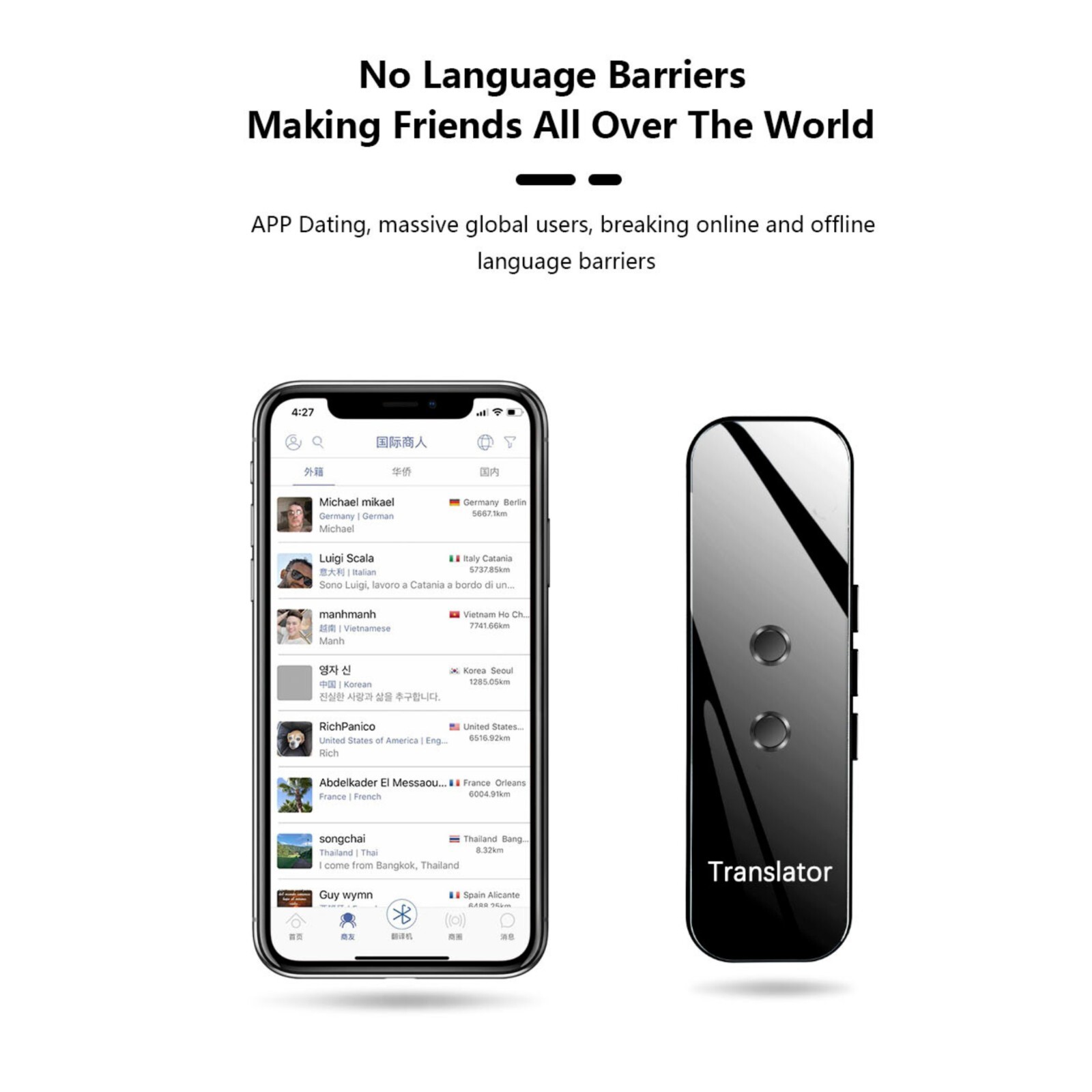 1pc G6 Pocket Intelligent Translator Portable Bluetooth Translator | eBay