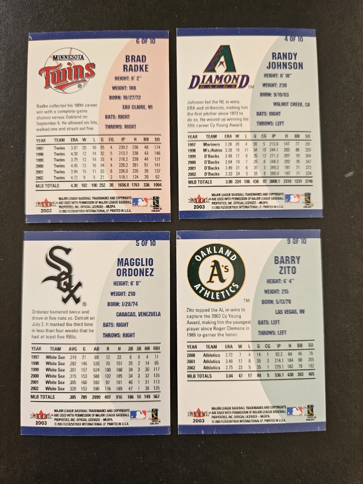 Original Vintage 2003 Fleer Pepsi Cub Foods Baseball Card Lot 4 Diff R ...