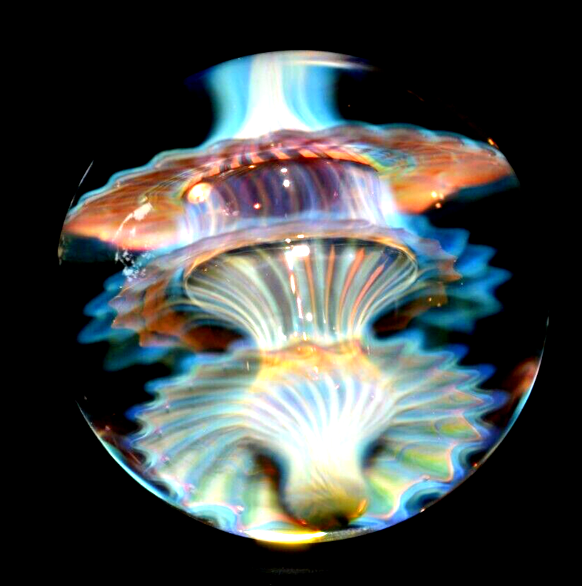 RYAN WHITMORE GLASS MARBLE/1.552"-TRANSPARENT TIERED BEAUTY-PINK,IVORY ...