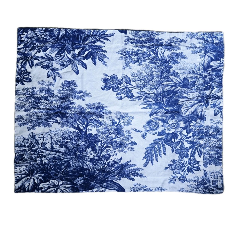 Pottery Barn Matine Toile Pillow Sham Indigo Blue Linen Cotton Standard ...