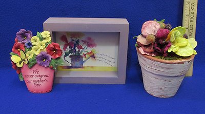 Enesco Hanging Flower Decor Floral Clay Pot & Spring Shadow Box Mothers ...