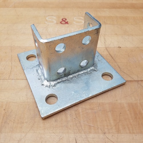 B-Line B281SQZN Zinc Channel Post Base, 6x6, 3.5" Channel Width, 3/4 ...