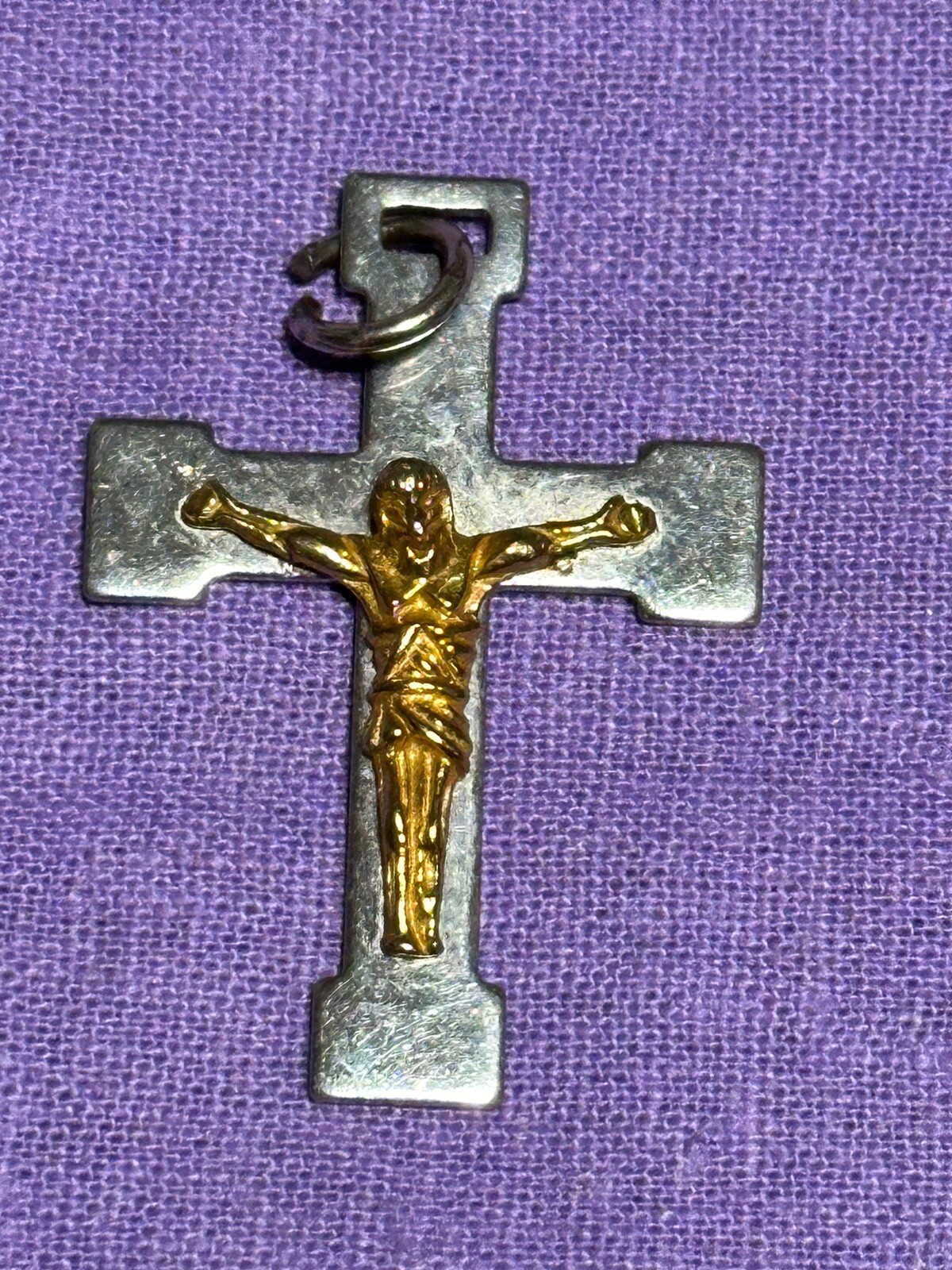 Jesus Christ Crucifix Cross Pendant Silver And Gold T… - Gem