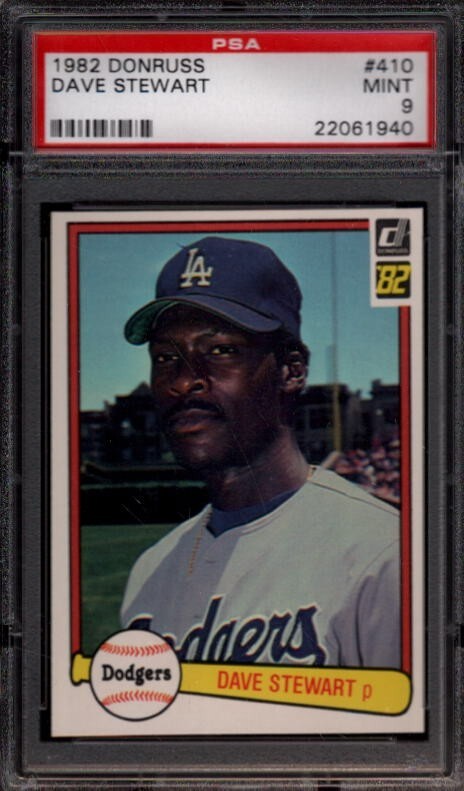 1982 DONRUSS # 410 DAVE STEWART (ROOKIE) LOS ANGELES DODGERS (RARE) PSA ...