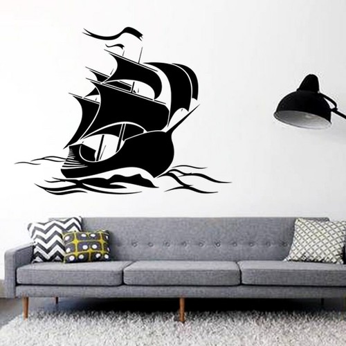 Art design cheap home decoration vinyl sailing boat wall sticker ...