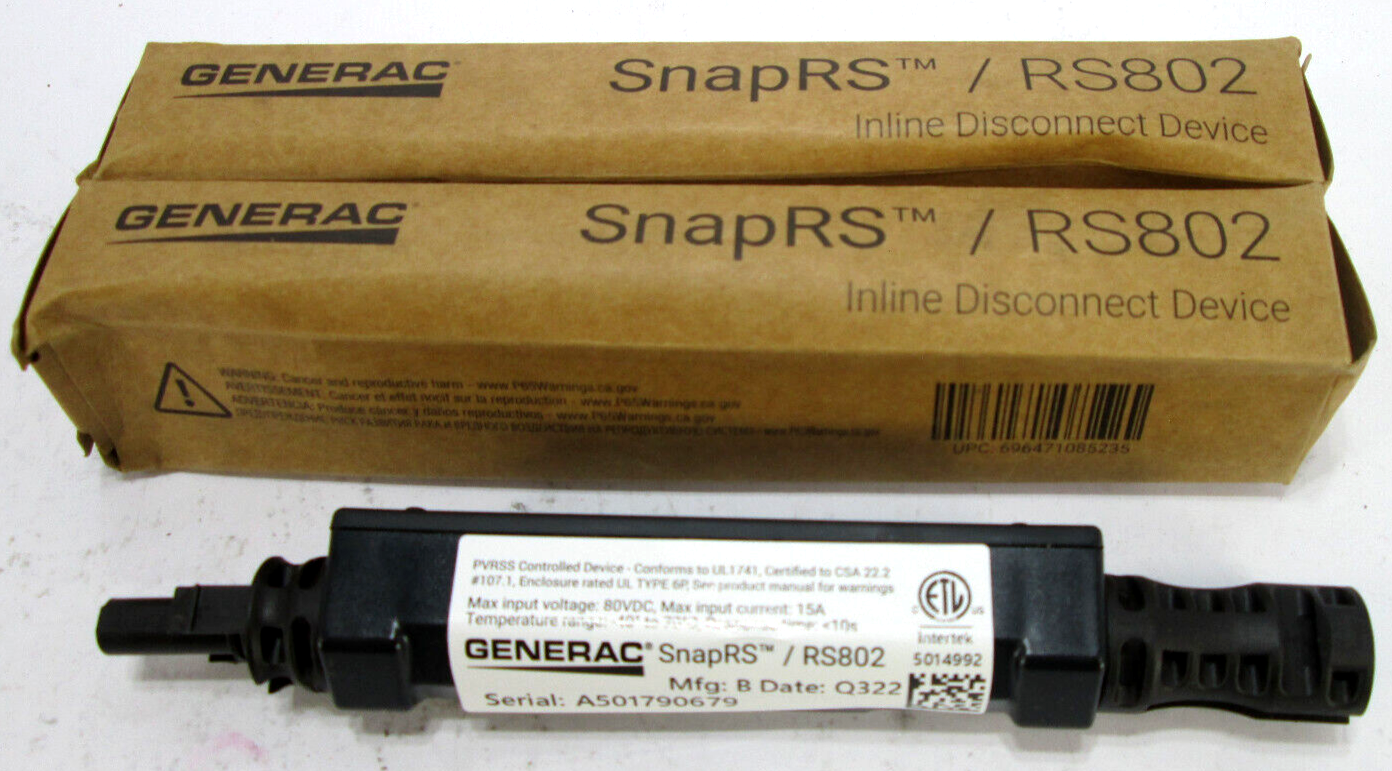 Generac - SnapRS- RS802 Inline Disconnect Device - Lot of 2 ...