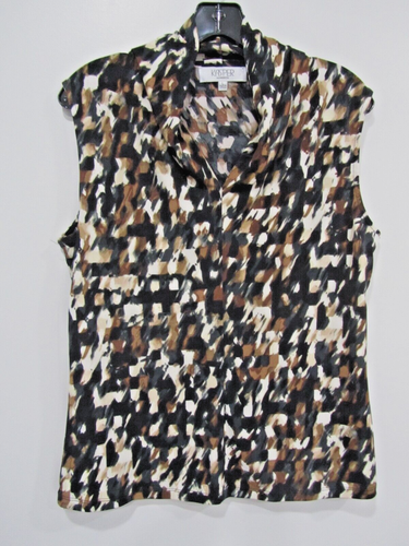 KASPER top shirt blouse Shell L 10 Bust 40 Length 24 brown tan black ...