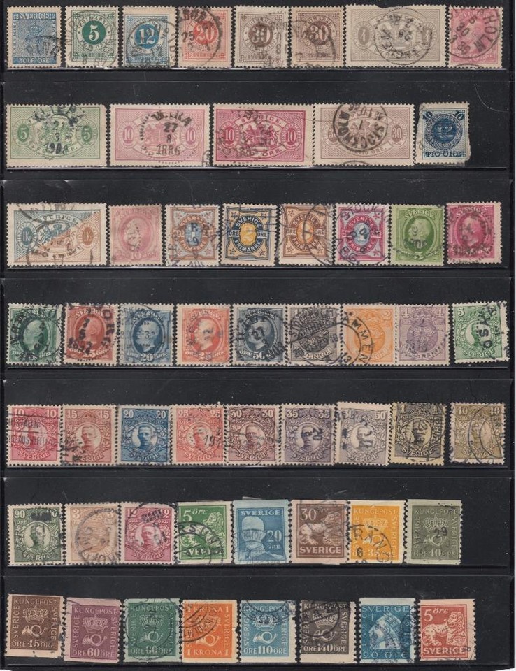 Sweden. Unchecked lot of 55 vintage stamps. Used Lot F1101 | eBay