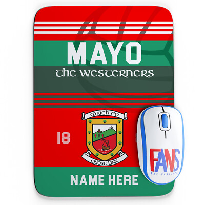 Personalised Mayo Mouse Mat GAA Football Gaelic Office Work Pad PC Gift ...