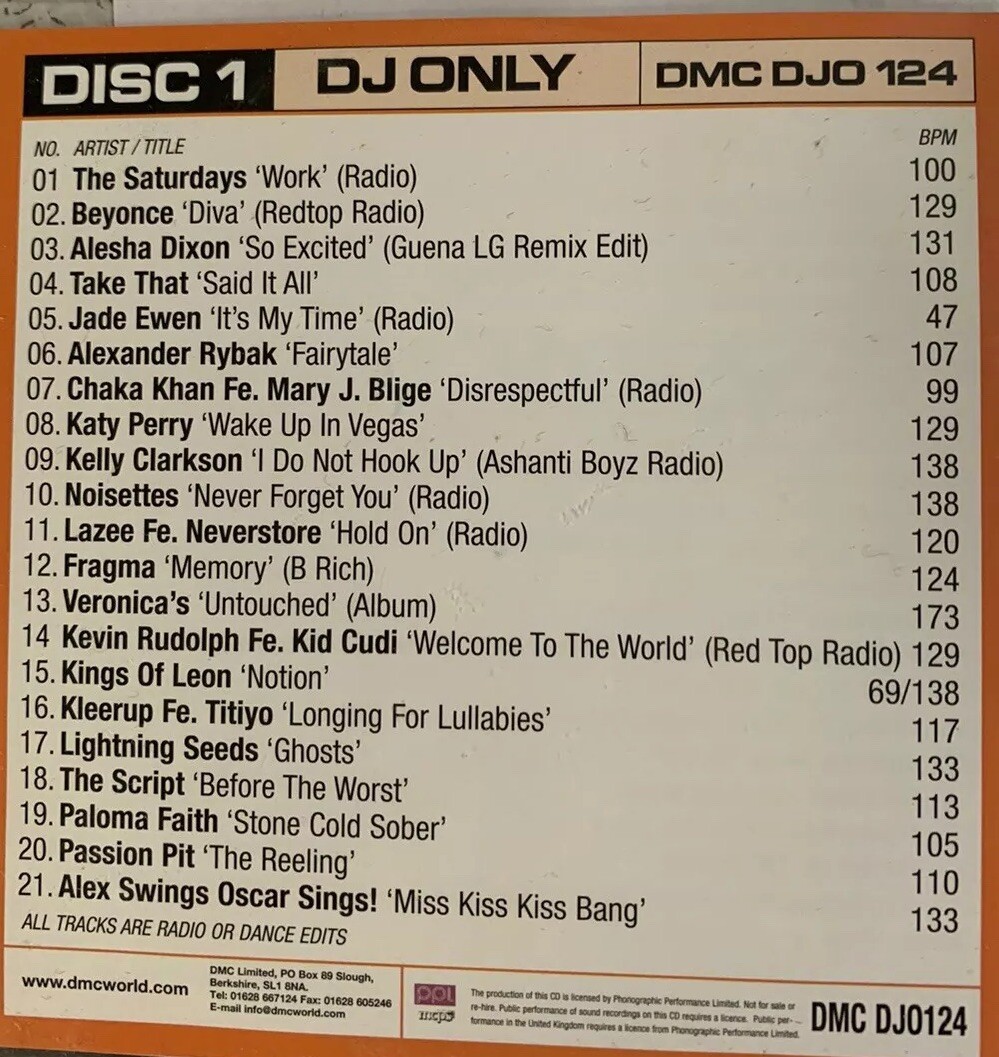DMC DJ Promo 124 - Double CD For DJ Use Only | eBay UK