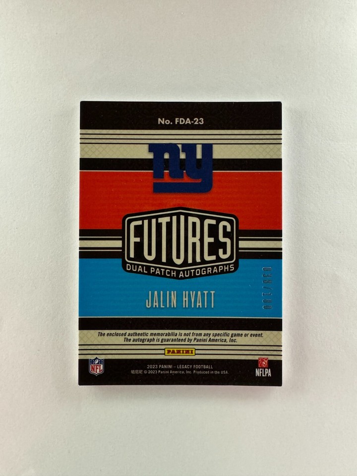 Jaylin Hyatt 2023 Panini Legacy Futures Dual Patch Auto Ruby /100 ...