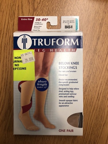 Truform 30-40 Below Knee Compression Stockings ClosedToe Beige. 8845s-M ...