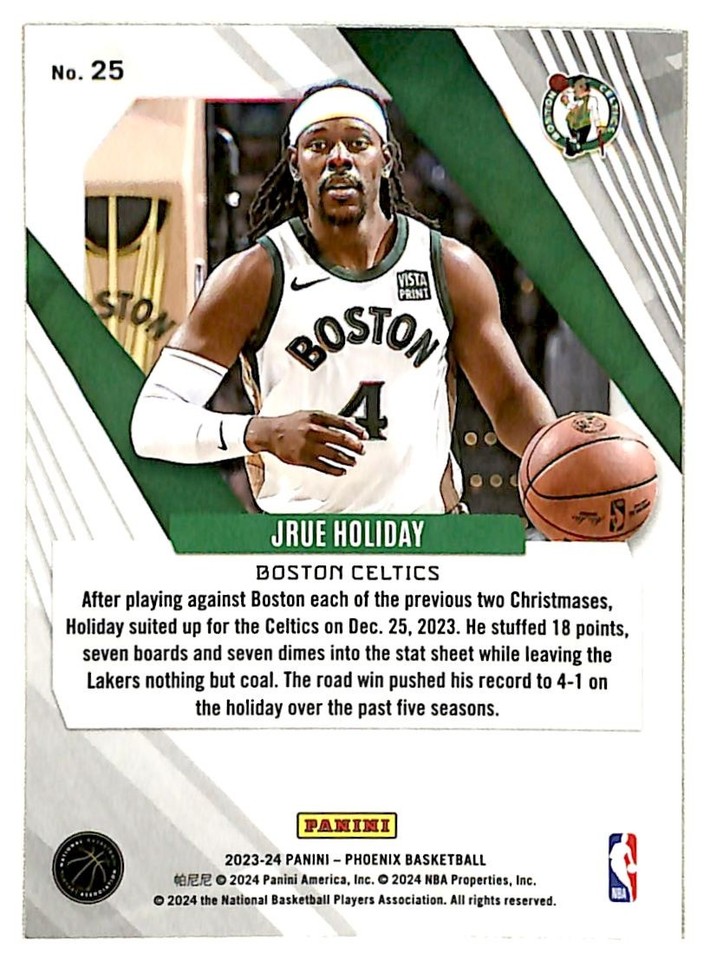 2023-24 Panini Phoenix Red Ice Phoenix Jrue Holiday Boston Celtics #25 ...