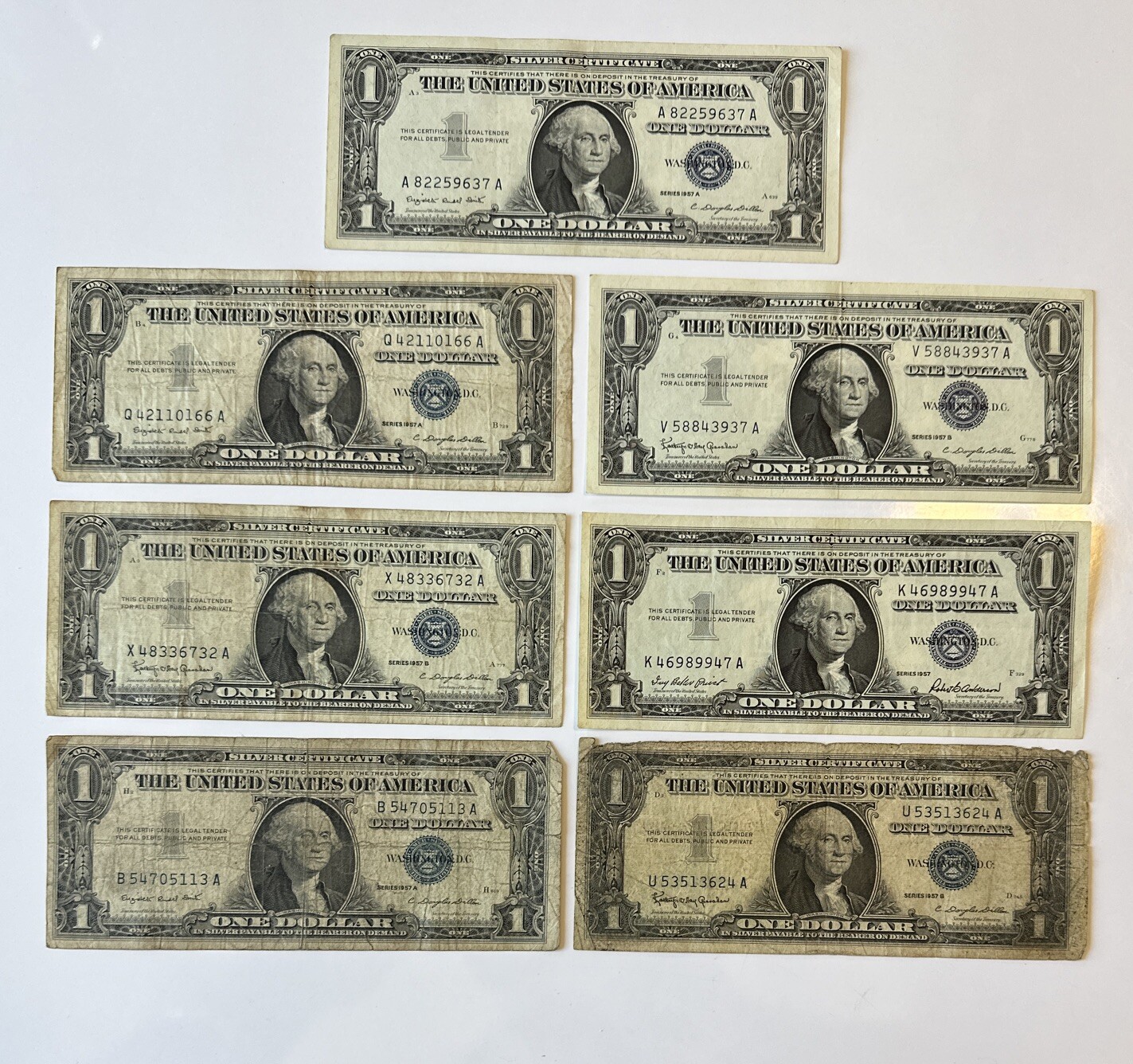 Lot Of 7 - 1957 -B-A $1 Silver Certificate Star Notes | eBay
