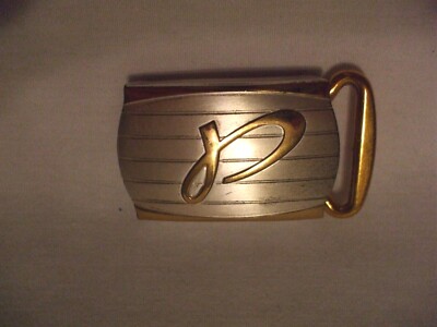 Hickok Master Plate ZN Alloy Vtg Belt Buckle Monogram Gold Letter P on ...