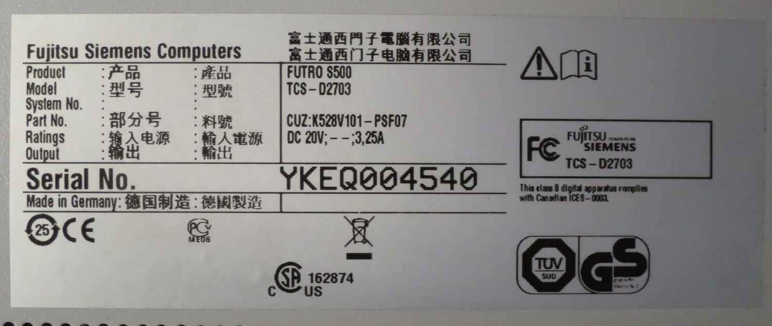 Fujitsu Siemens Futro S500 TCS-D2703 Thin Client AMD Sempron 1Ghz 2100 ...