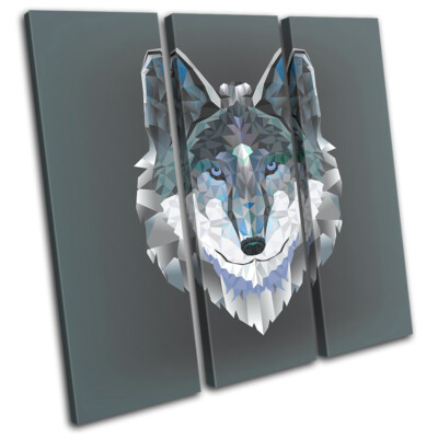 Wolf Geometric Husky Head Abstract TREBLE TOILE murale ART Photo Print ...