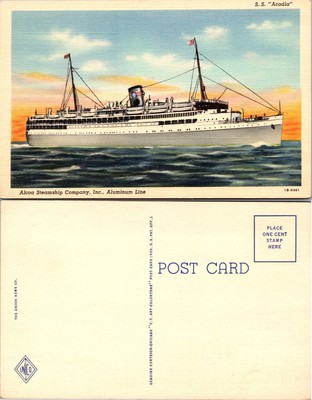 SS Acadia Alcoa Steamship Company Postcard | eBay