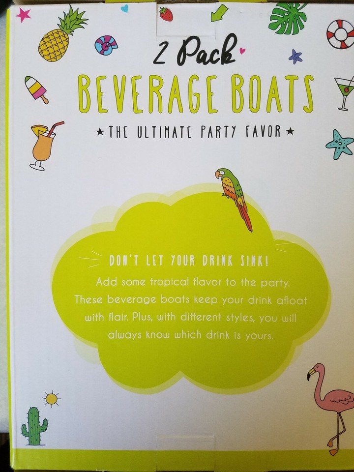 NEW 2-Pack Inflatable Pool Party Beverage Boats Swan & Kiwi Drink ...
