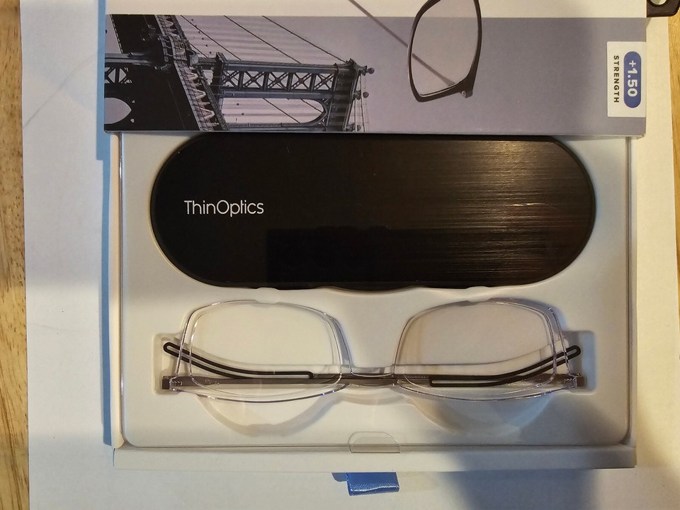 ThinOptics - Brooklyn 1.5 Strength Glasses with Milano Case - Clear ...