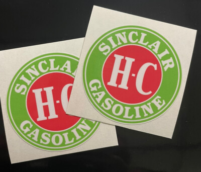 Pair SINCLAIR HC GASOLINE vinyl cut sticker decal 3" X2 Gas petroliana ...