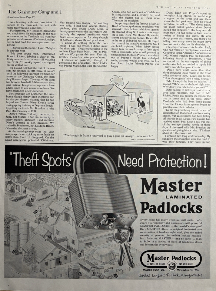 1952 The Gashouse Gang And I Baseball Cardinals Dean VTG Magazine Full ...