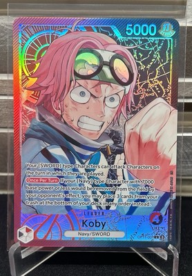 One Piece TCG Koby OP11-001 Leader Alt Art Fist of Divine Speed English ...