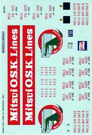 Microscale O Scale Decals: Mitsui O.S.K. Lines (MOL) 40' Corrugated ...