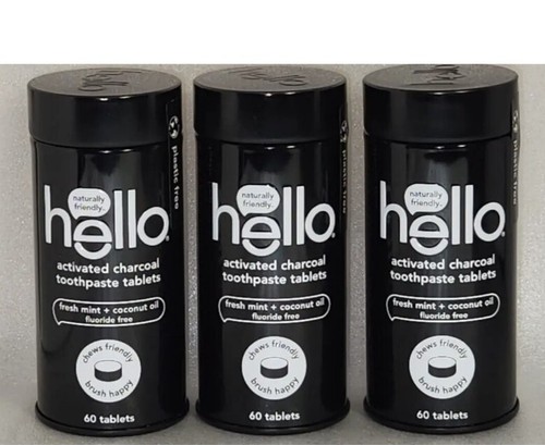 HELLO Activated Charcoal Toothpaste Tablets Lot of 3 Free Shipping 60 ...