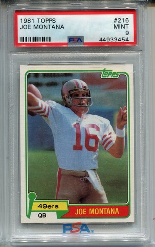 1981 Topps Football #216 Joe Montana 49ers Rookie Card Graded PSA 9 ...