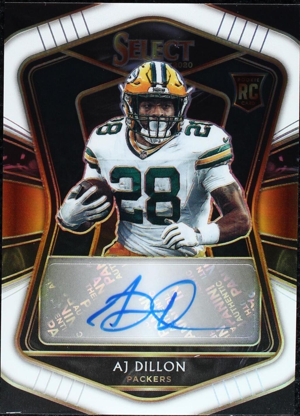 2020 Panini Select - Rookie Signatures AJ Dillon #RS-AJD White Prizm ...