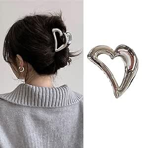 Valentine's Day Hair Clip Heart Claw Clips for Girls Women 02-sliver ...