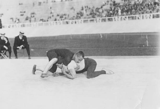 Verner Weckman Of Finland Wins The Grecoroman Wrestling 1908 Old Photo ...