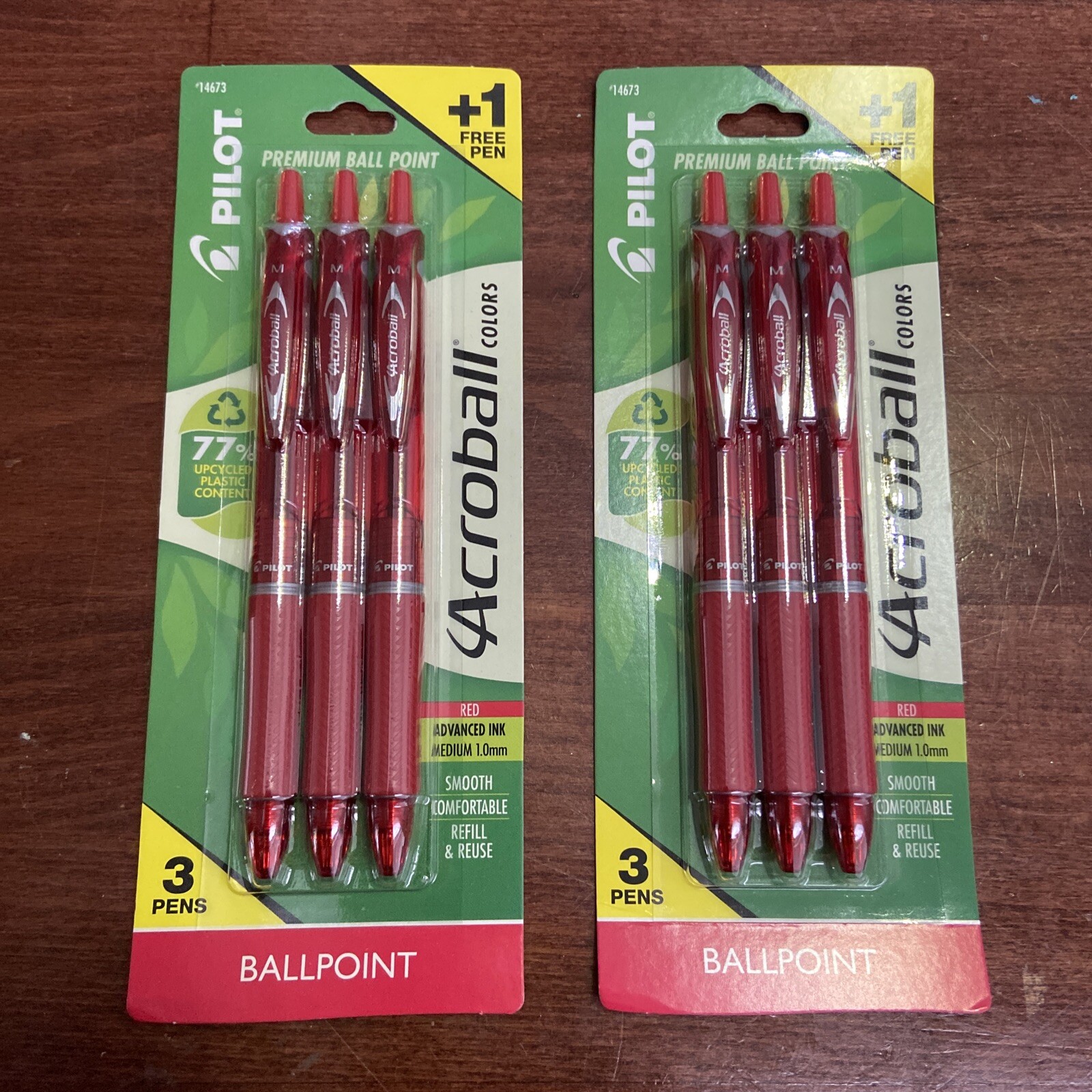 3ct Pilot Acroball Colors Advanced Red Ink Ballpoint Pens Medium Point ...