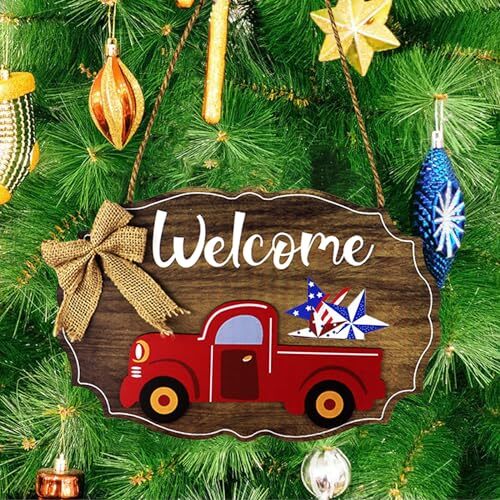 Welcome Sign for Front Door with 12 Changeable Icons Rustic Wood ...