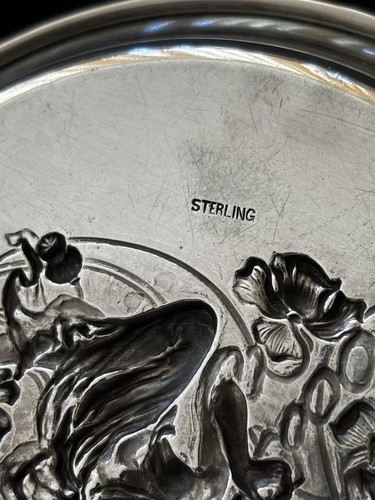 ANTQ ART NOUVEAU WILLIAM KERR STERLING SILVER PIN TRAY DISH “VIDE POCHE ...