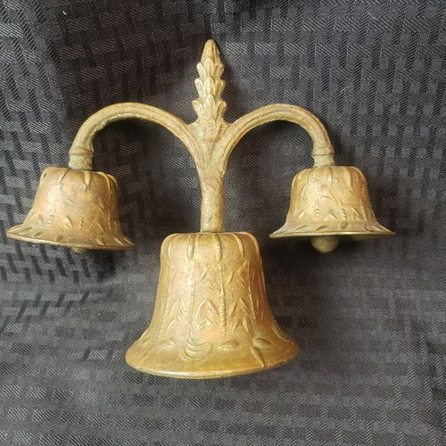 Old Vintage Antique Original Cast Brass Bell Triple Door Ringer | eBay